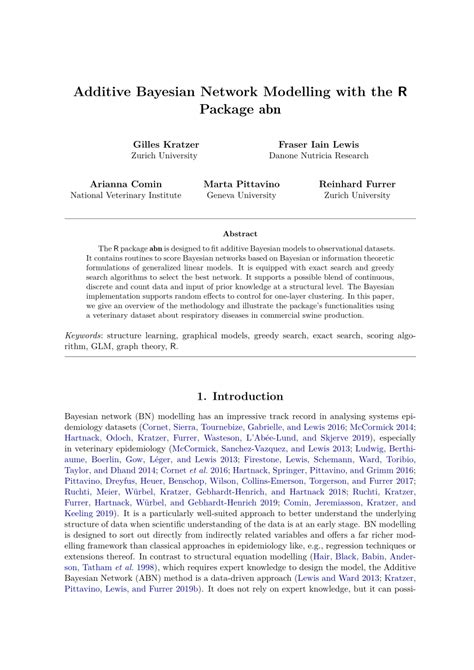 Pdf Additive Bayesian Network Modelling With The R Package Abn