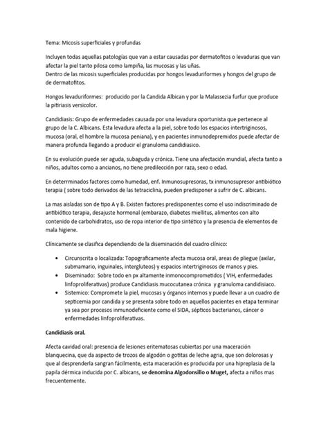 6micosis Superficiales Y Profundas1 Pdf Dermatología Condiciones
