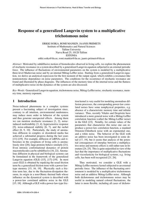 pdf response of a generalized langevin system to a multiplicative