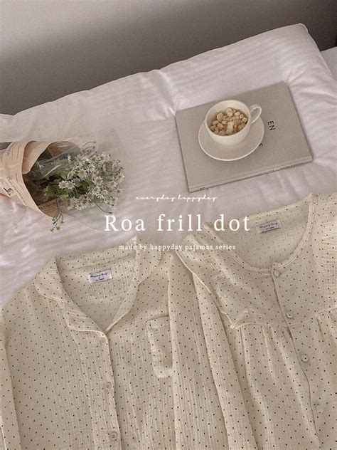 해피데이 직진배송 Hmade 로아 프릴 도트 잠옷 요루면 커플 파자마 세트