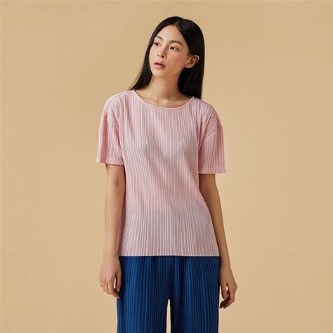 Jaju자주 여 올데이 플리츠 라운드넥 티셔츠 Sivillage 에스아이빌리지