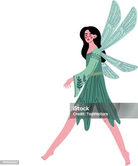 Peri Hutan Cantik Atau Nimfa Dengan Sayap Pretty Brunette Girl Dalam