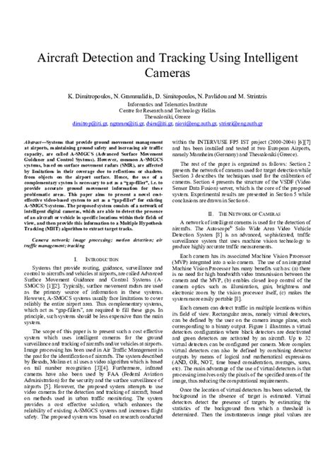 Pdf Aircraft Detection And Tracking Using Intelligent Cameras
