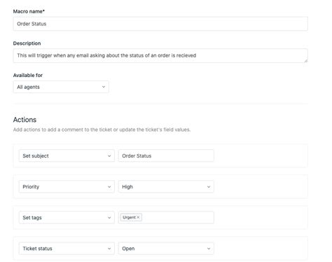 Archived Setting Up Macros Zendesk Help