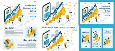 Premium Vector Set Template Article Landing Page App Design Isometric Managing Online