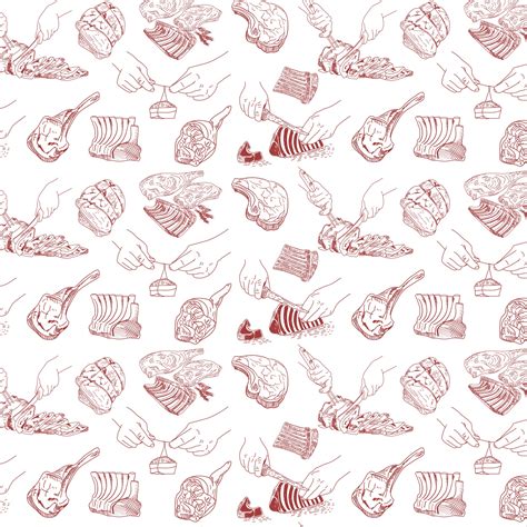 Hand Drawn Meat Steak Beef And Pork Lamb Seamless Pattern 2161417
