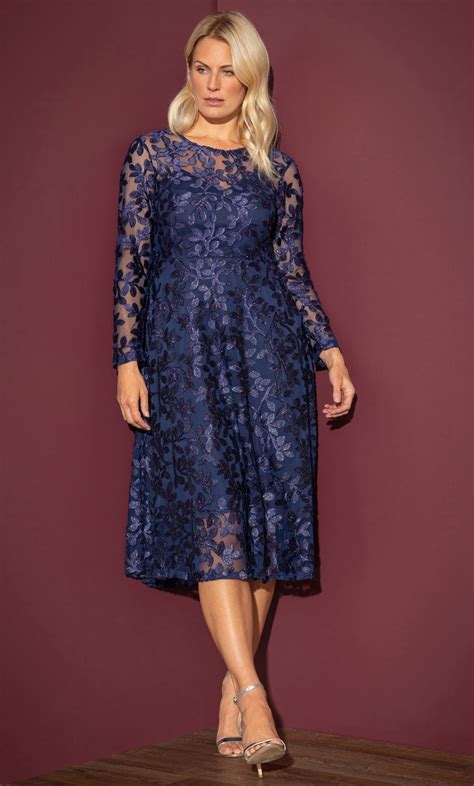 Shimmer Jacquard Fit And Flare Dress In Blue Klass