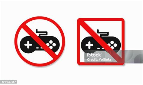 No Game Sign Dont Play Video Games Forbidden Symbol Gamepad Joystick