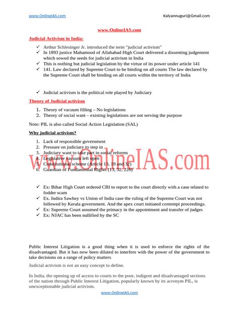 Judicial Activism In India Pdf Supreme Court Of India Judiciaries