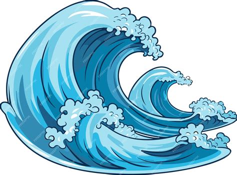 Premium Vector Vector Sea Wave Illustration Of Blue Ocean Wave With White Foam Isolated
