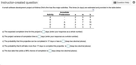 solved instructor created question question help a small