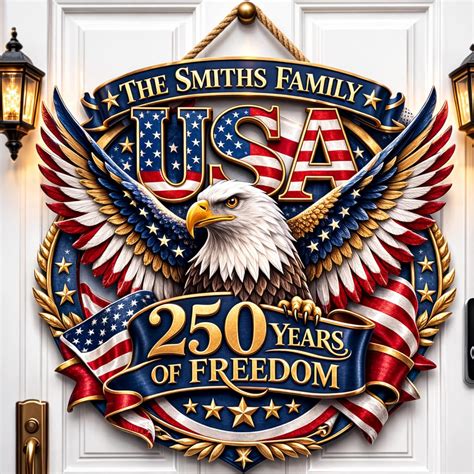 Personalized 250th Anniversary 4th Of July Door Sign