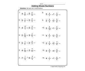 Adding Mixed Numbers Worksheet By Teach Simple Worksheets Library