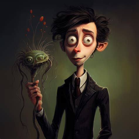 Premium Photo Stephen With Carnivorous Plant In Tim Burton Style Animation Character