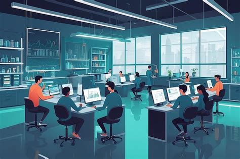 Premium Photo Students Using Ai Algorithms To Analyze Complex Datasets In Lab Vector