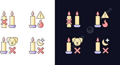 set of rgb color manual label icons for light and dark themed fire