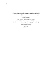 Training And Development Methods For Beefsteak S Managers Course Hero