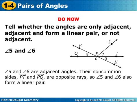 Ppt Objectives Identify Adjacent Angle And Linear Pair Identify And