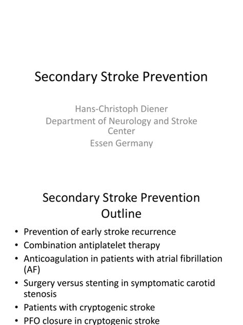 Secondary Stroke Prevention Pdf Stroke Clinical Medicine
