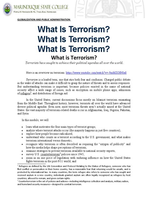 Globalization Module Terrorism Pdf Ku Klux Klan Extremism