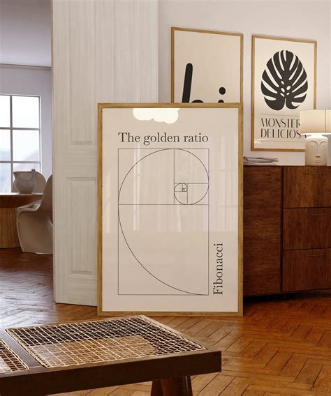 Printable Fibonacci Wall Art Golden Ratio Vintage Poster Minimalistic