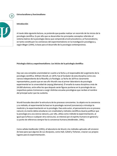 Clase 5 Estructuralismo Y Funcionalismo Pdf Sicología Experiencia