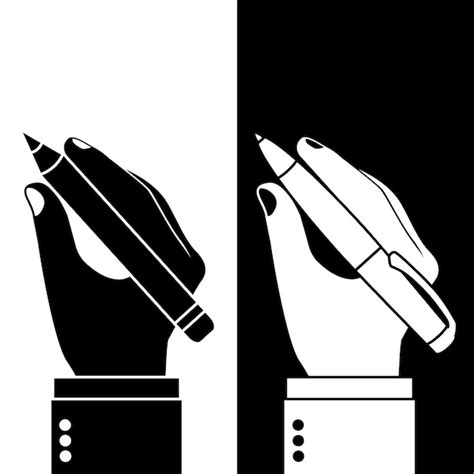 Crayon Et Stylo à La Main Vecteur Premium