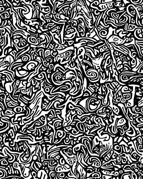Seamless Scroll Pattern In Cartoon Street Style Black And White
