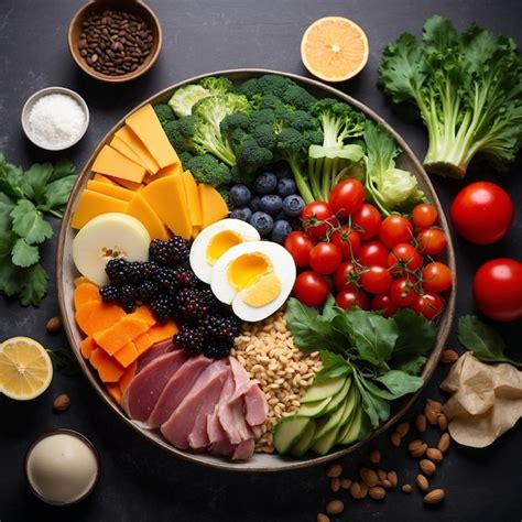 Healthy Fresh Food Vegetables Fruits Diet Premium Ai Generated Image