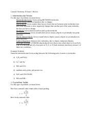 General Chemistry II Exam Review Doc General Chemistry II Exam Review Intermolecular