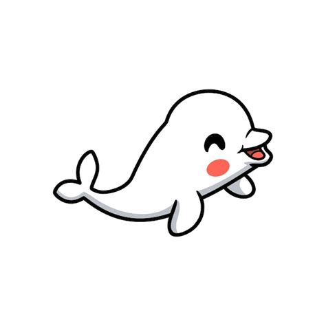 귀여운 작은 벨루가 고래 만화 프리미엄 벡터