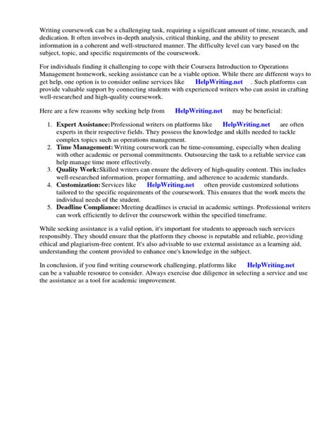Coursera Introduction To Operations Management Homework Solutions Pdf