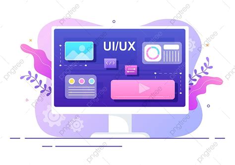 Ui 디자이너와 비즈니스 정보 및 팀 공유 아이디어를 위한 Ux 프로그래머 평면 디자인 벡터 일러스트 레이 션 디자이너 컴퓨터 Png 일러스트 및 벡터 에 대한 무료