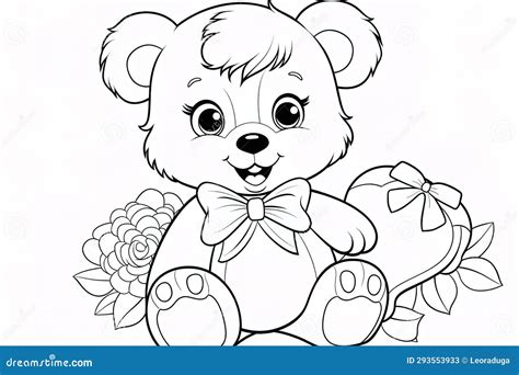 给书上色的玩具熊基本线条描绘的简单图像，让幼童能够在图上色 库存例证 插画 包括有 字符 图标 293553933