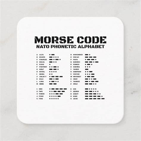 Morse Code Nato Phonetic Alphabet Square Business Card Zazzle