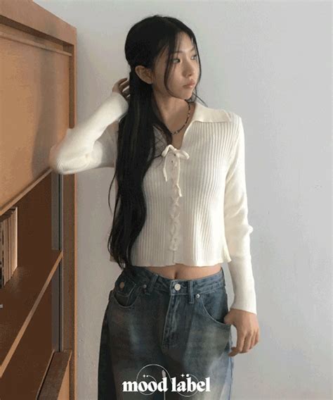 여리여리md추천🩷 아일렛 카라 슬림핏 골지 니트 에이블리