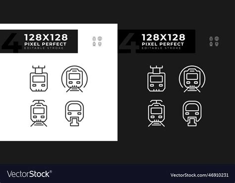 Passenger Train Pixel Perfect Linear Icons Set Vector Image