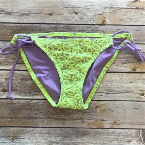 Victorias Secret Lace Neon Yellow Bikini Bottoms Gem