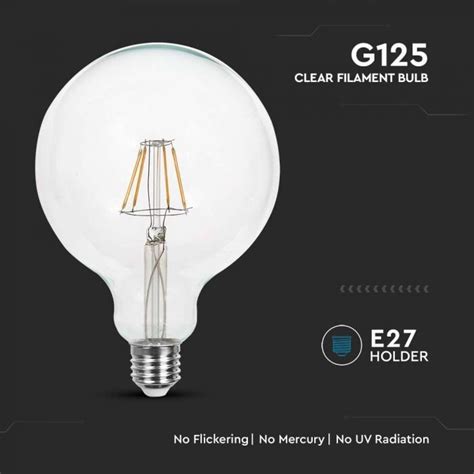 Lâmpada Led E27 6w 3000k G125 Filamento