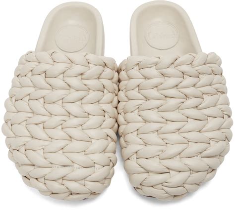 Chloé Off White Braided Kacey Slippers Chloe