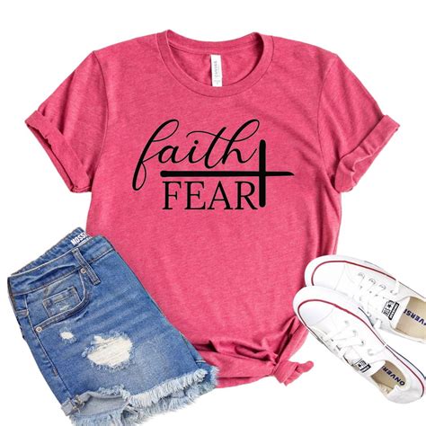 Faith Over Fear T Shirt Jesus Tee Christian Shirt Religious T Women