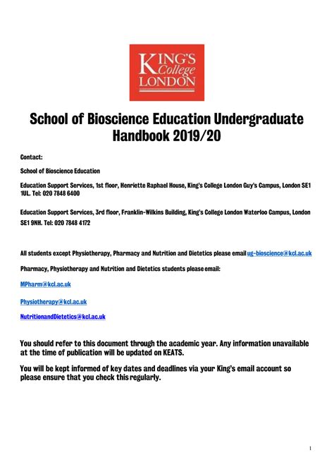 Bioscience Ug Handbook 2019 20 Warning Tt Undefined Function 32 Warning Tt Undefined