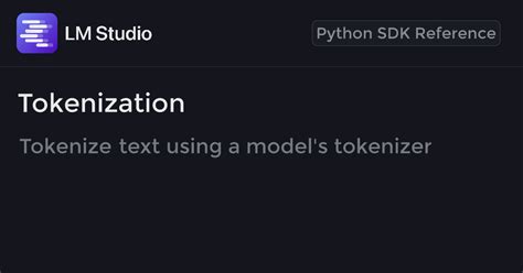 Tokenization Lm Studio Docs