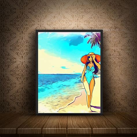 Anime Girl Wall Art Hot Anime Girl Summer Poster Bikini Girl