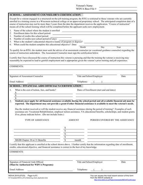 Form Wdva2019 Download Fillable Pdf Or Fill Online Retraining Grant