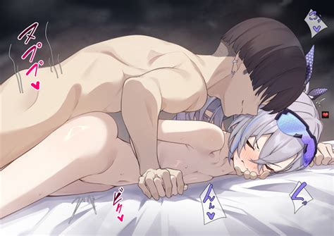 Rule 34 1boy Absurdres Bed Sheet Black Hair Blush Breasts Closed Eyes