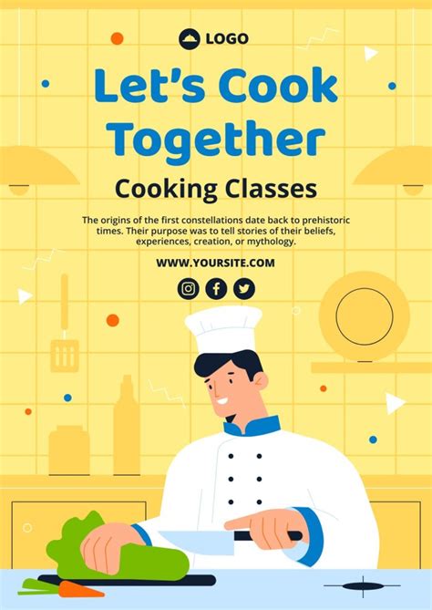 Edit This Hand Drawn Lets Cook Together Chef Cooking Classes Poster