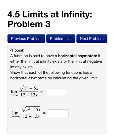 solved 4 5 limits at infinity problem 3 previous problem