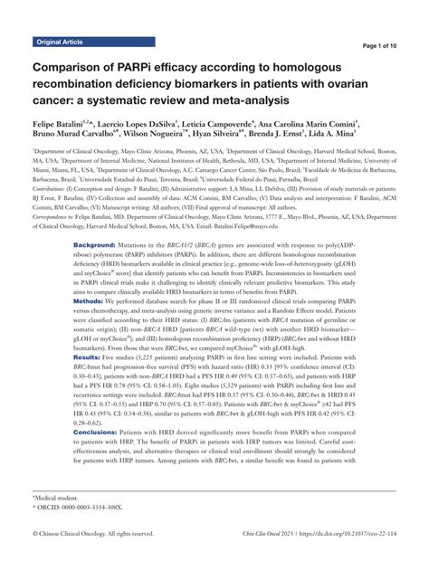 Pdf Comparison Of Parpi Efficacy According To Homologous
