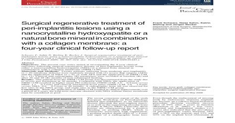 Surgical Regenerative Treatment Of Peri Implantitis Lesions Using A